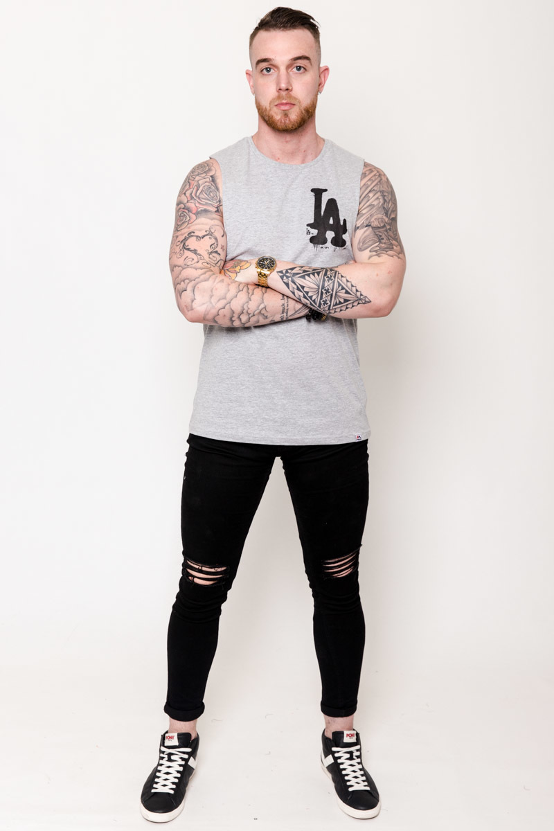 LOS ANGELES DODGERS TAG MUSCLE TEE- MENS GREY | Stateside Sports