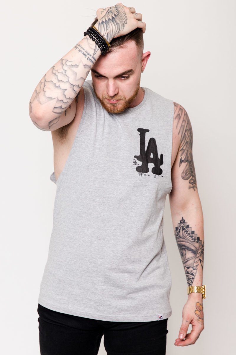 LOS ANGELES DODGERS TAG MUSCLE TEE- MENS GREY | Stateside Sports