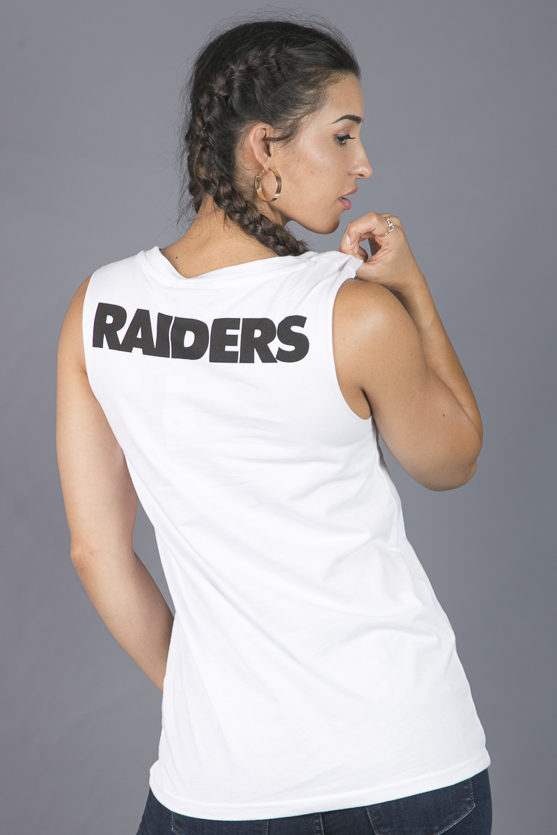 OAKLAND RAIDERS GAMILIA MUSCLE TEE - WHITE WOMENS | Stateside Sports