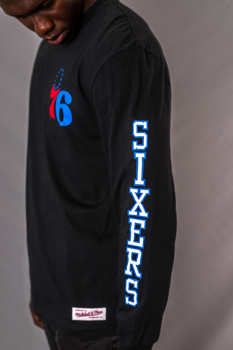 PHILADELPHIA 76ERS ICONIC LONG SLEEVE TEE - MENS BLACK | Stateside Sports