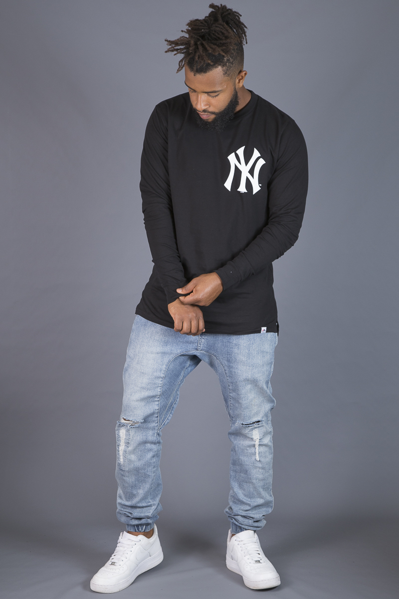 NEW YORK YANKEES TEANER LOGO L/S TEE - BLACK MENS | Stateside Sports