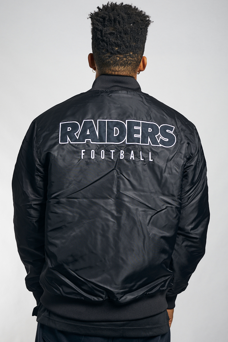 Las Vegas Raiders Throwback Bomber Jacket in Black | Stateside Sports