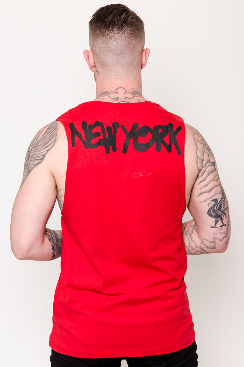 NEW YORK YANKEES TAG MUSCLE TEE- MENS RED | Stateside Sports