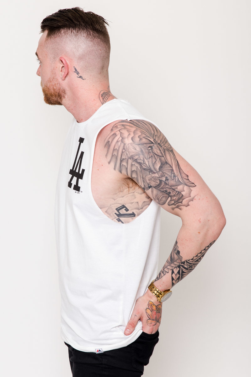 LOS ANGELES DODGERS GOTOLD MUSCLE TEE- MENS WHITE | Stateside Sports