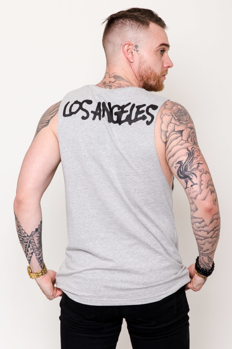 LOS ANGELES DODGERS TAG MUSCLE TEE- MENS GREY | Stateside Sports
