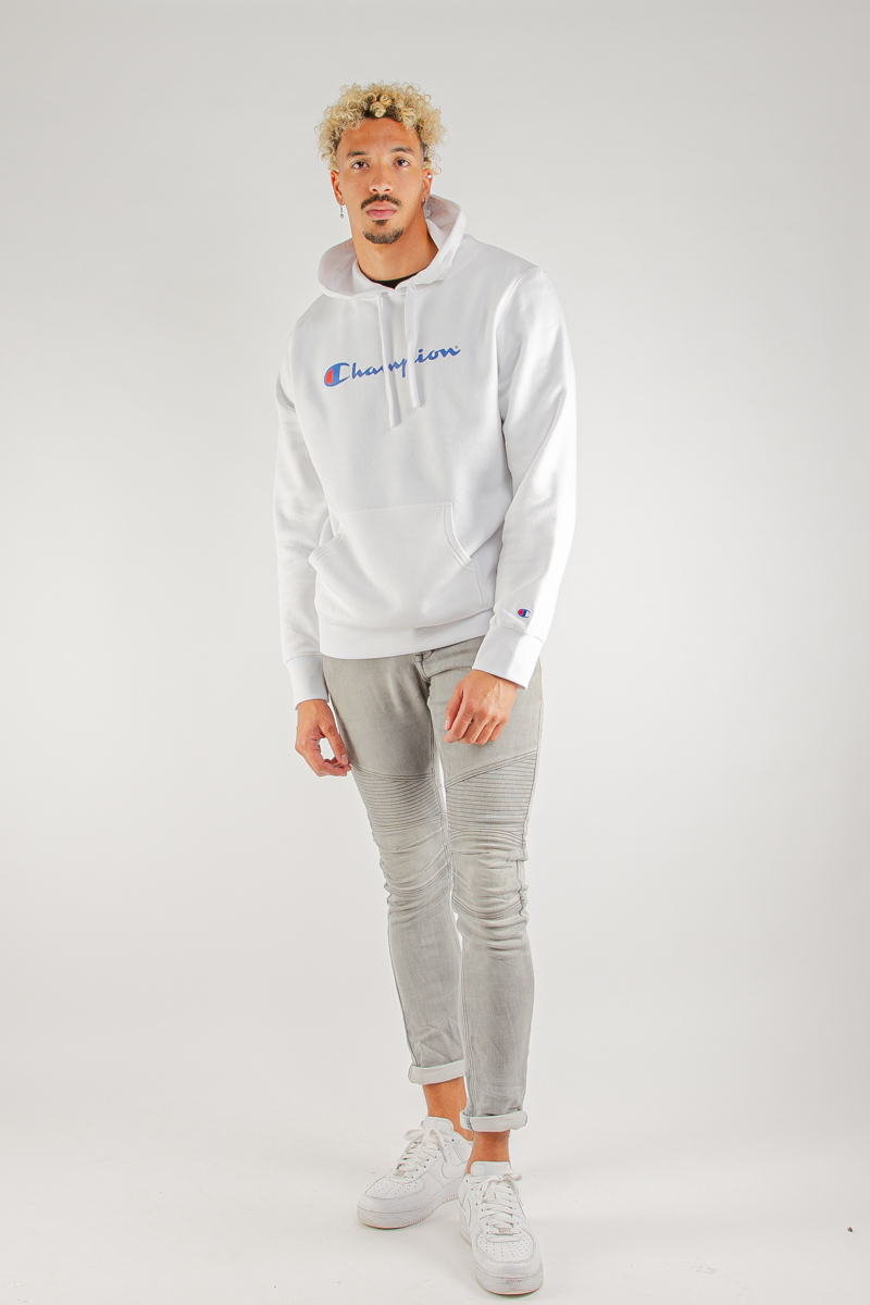 Champion Script Hoodie in White | Stateside Sports
